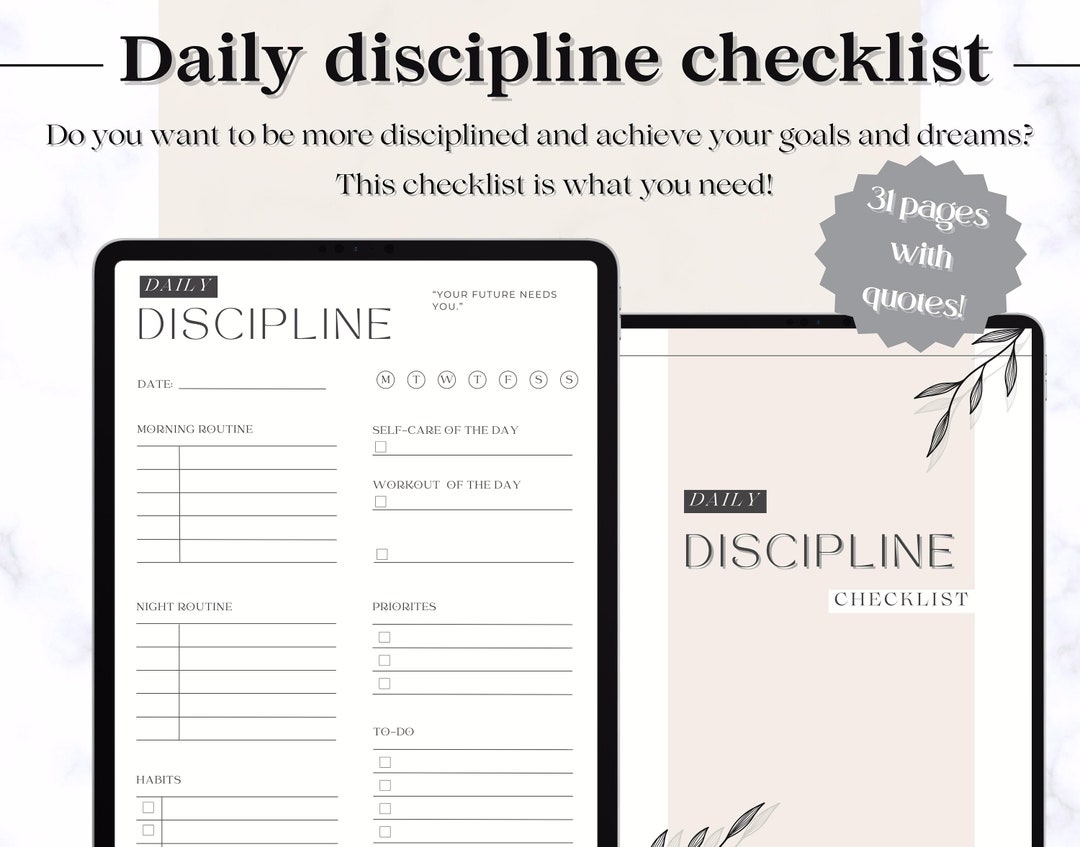 Daily Discipline Checklist - Etsy