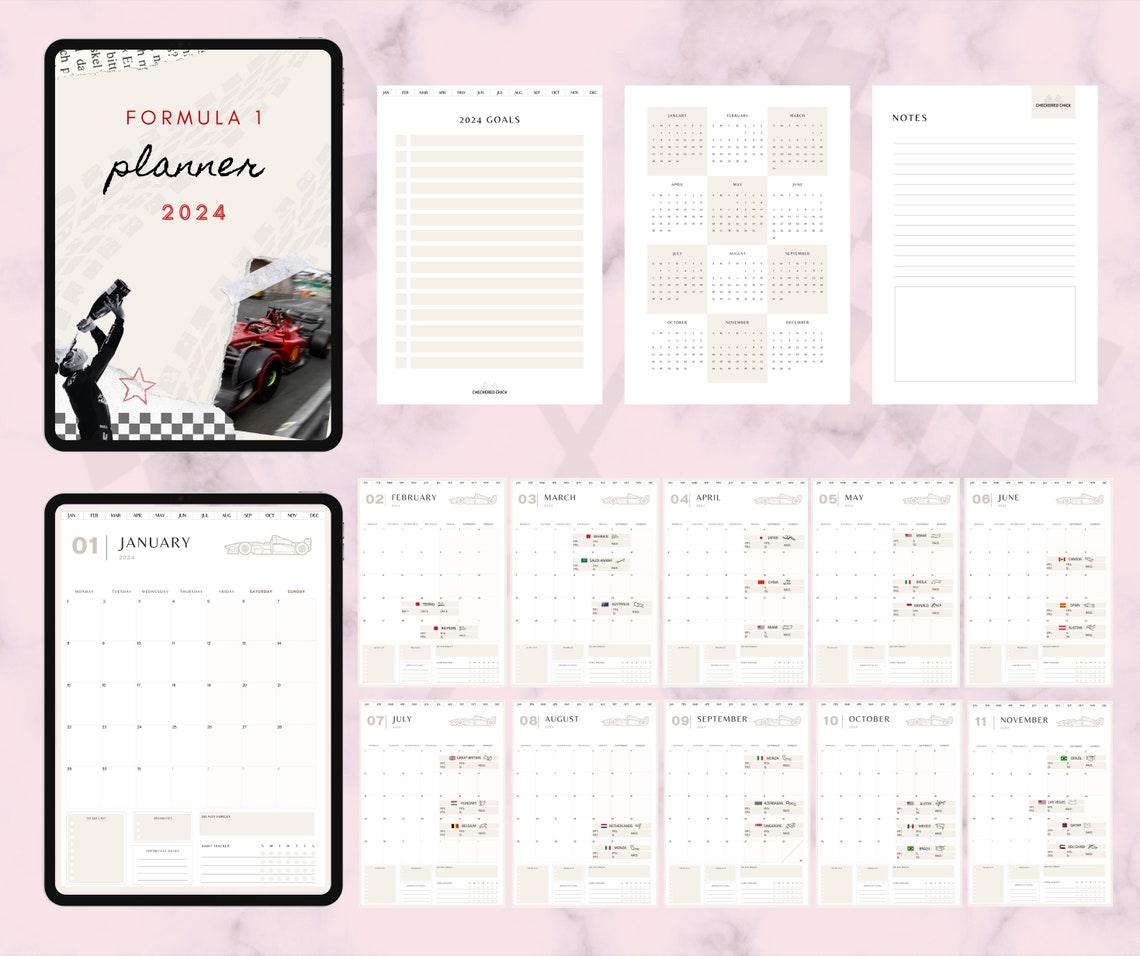 F1 Planner 2024 Digital Formula 1 Planner Formula One Calendar F1 2024 ...