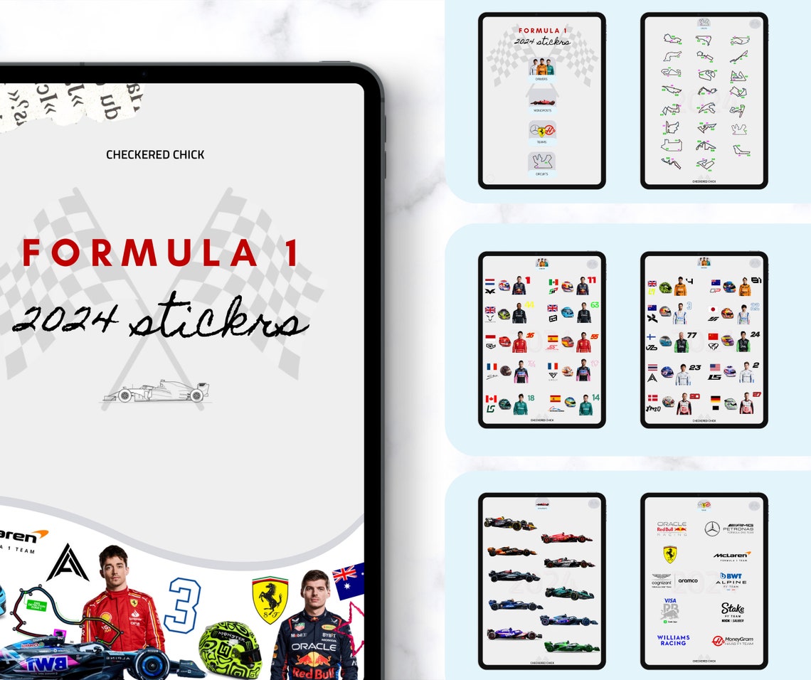 F1 Stickers Book 2024 144 Digital Stickers Formula 1 F1 Gift Season ...