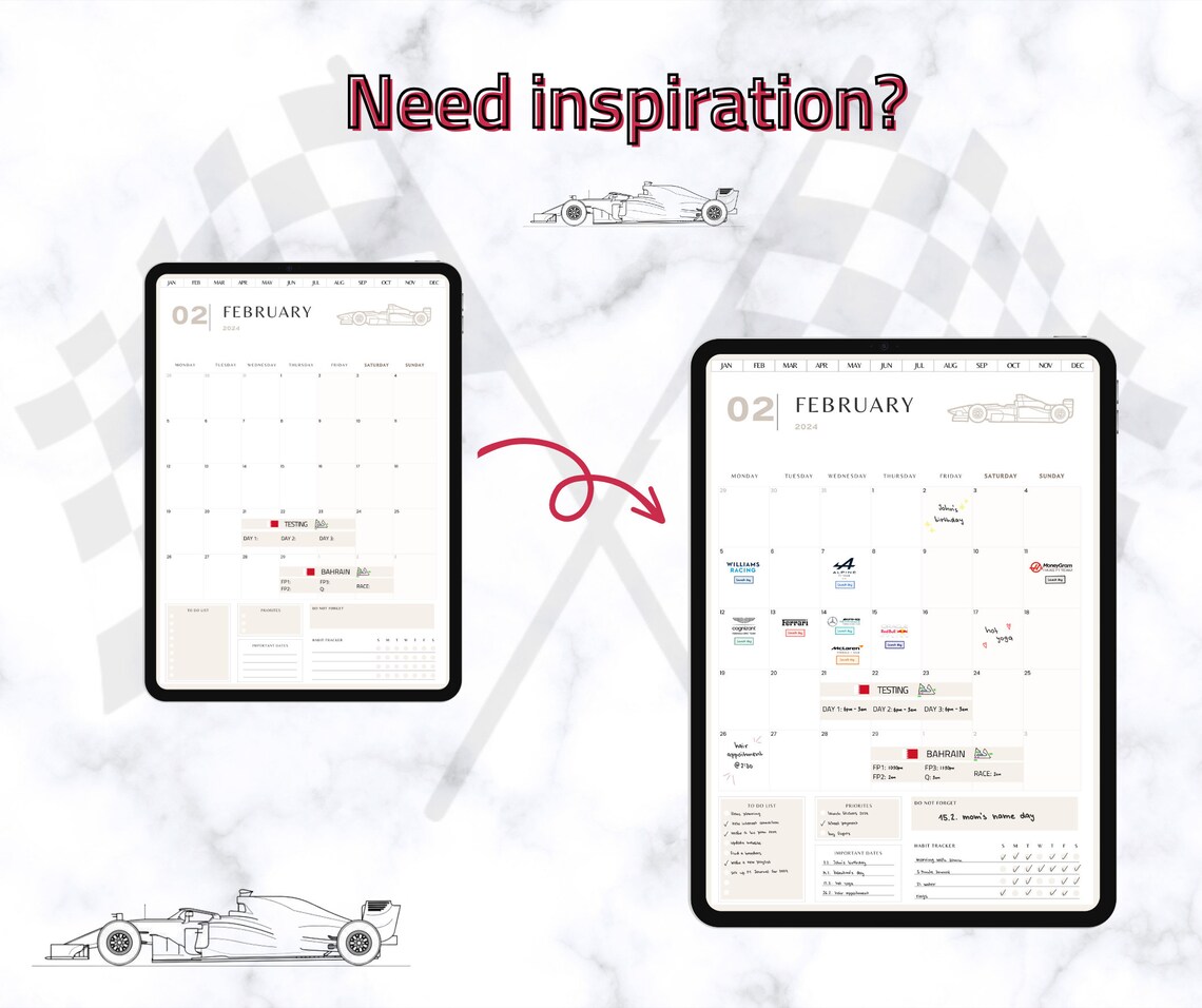 F1 Planner 2024 | Digital Formula 1 Planner | Formula One | Calendar F1 ...
