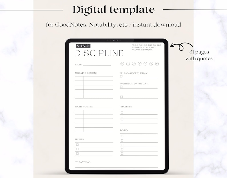 Daily Discipline Checklist - Etsy