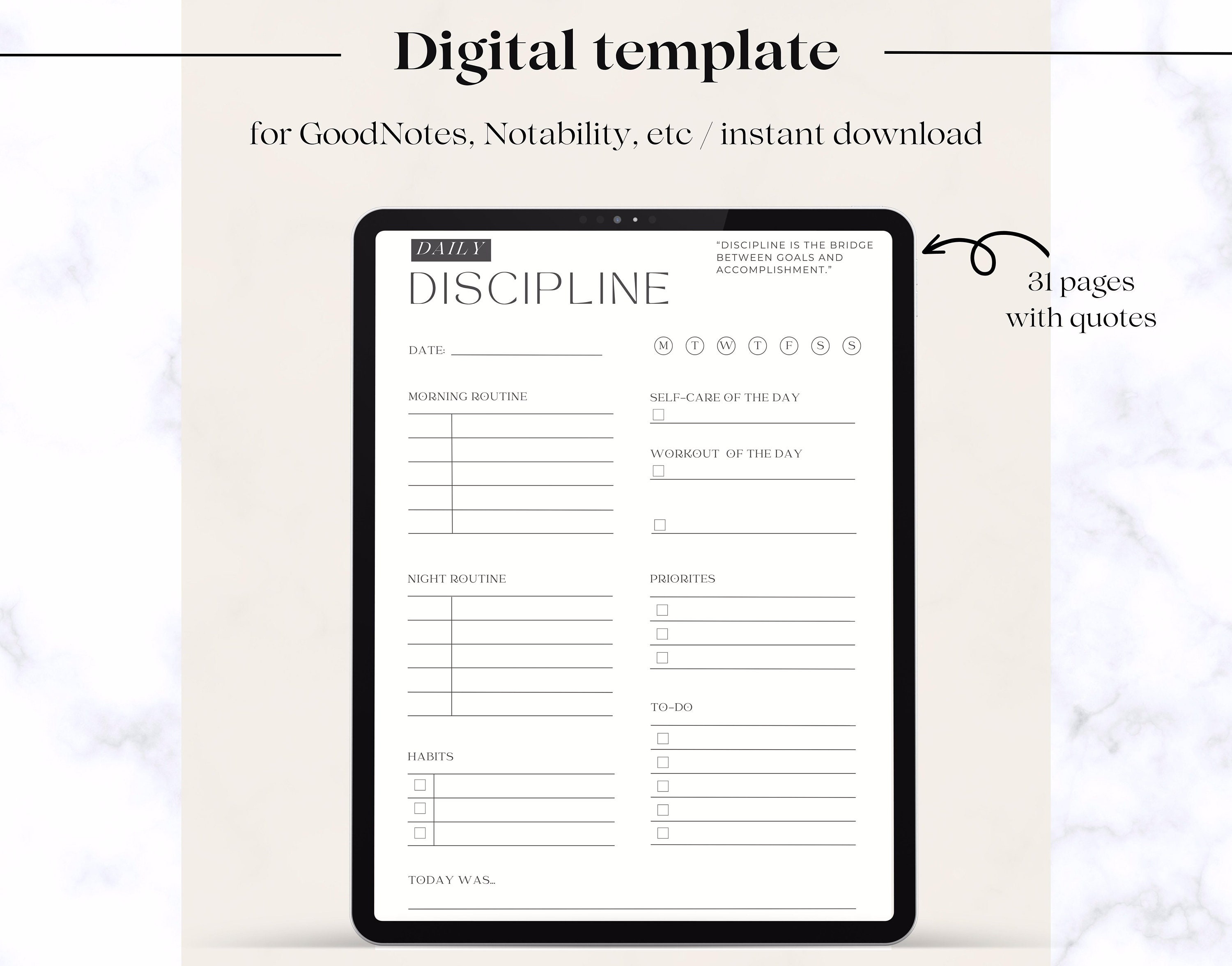 Daily Discipline Checklist - Etsy