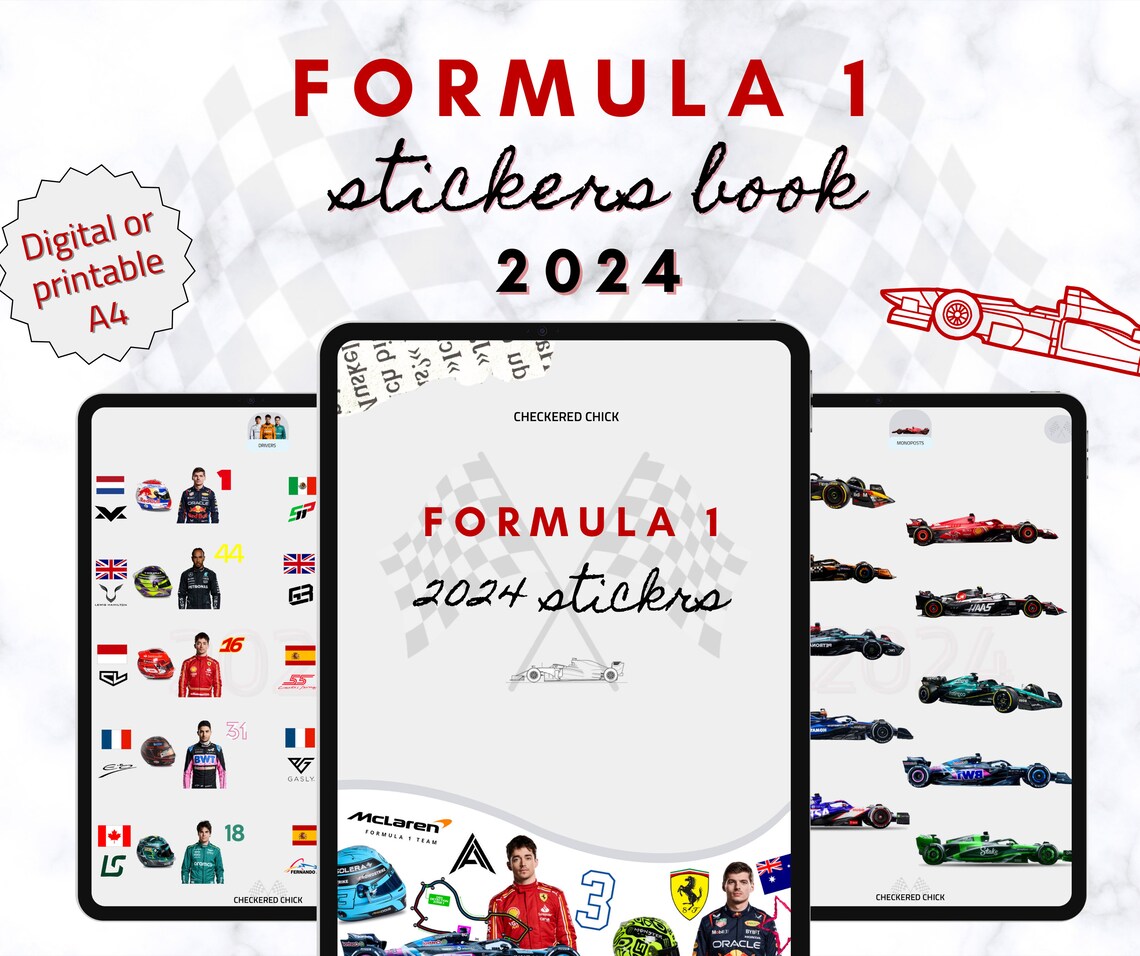 F1 Stickers Book 2024 144 Digital Stickers Formula 1 F1 Gift Season ...