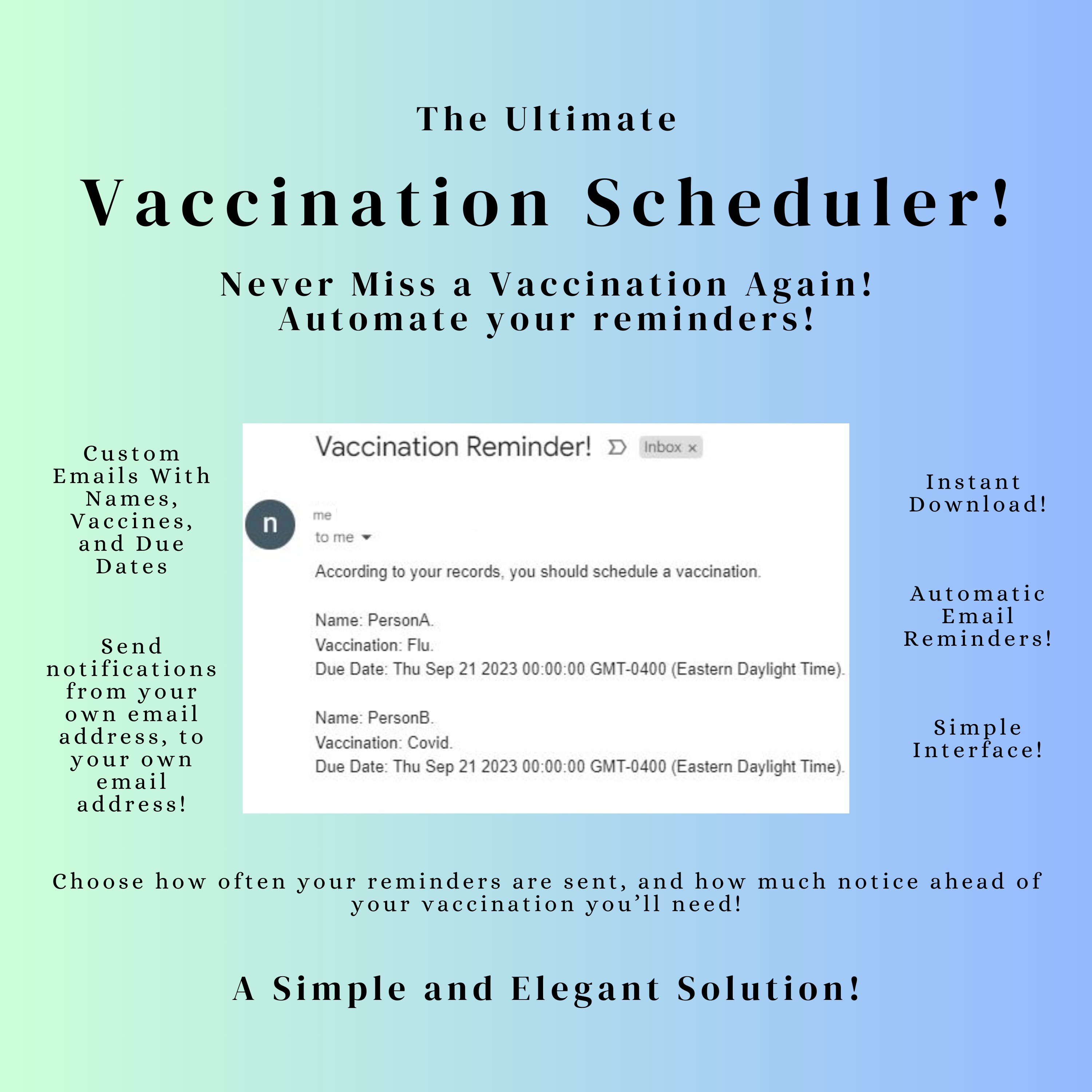 Digital Vaccine Tracker and Scheduler With Email Reminders - Etsy