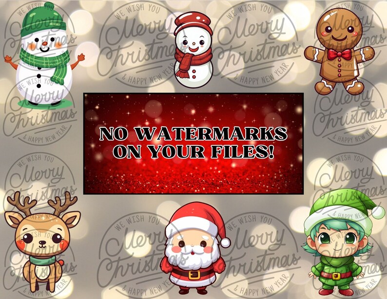 Cute Kawaii Christmas Clipart. 30 Pngs Clipart Bundle. Transparent Png ...