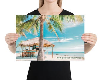 Tropical Poster Jimmy Buffett Style Margaritaville Poster Caribbean ...