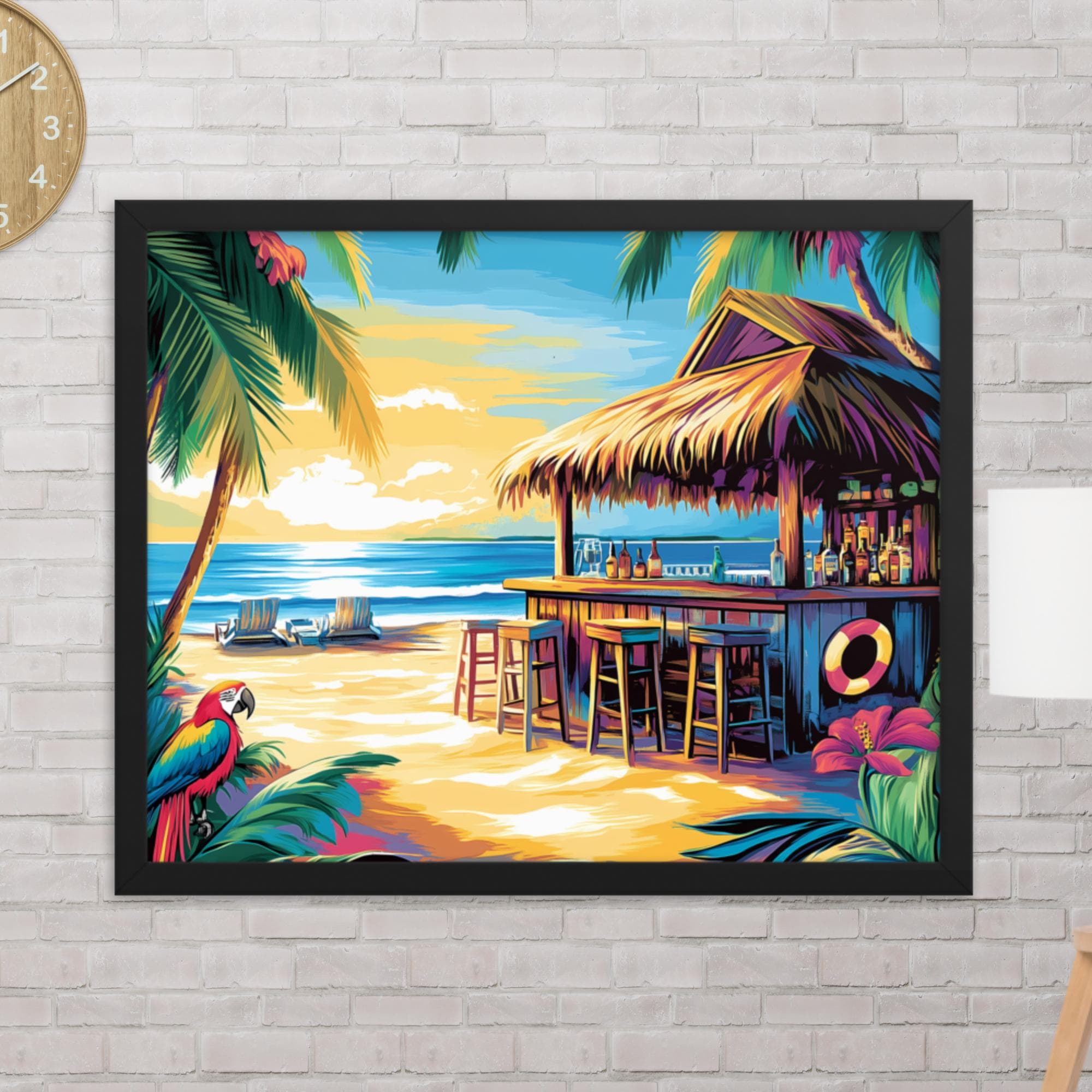 Framed Tropical Poster Jimmy Buffett Margaritaville Wall Art Caribbean ...