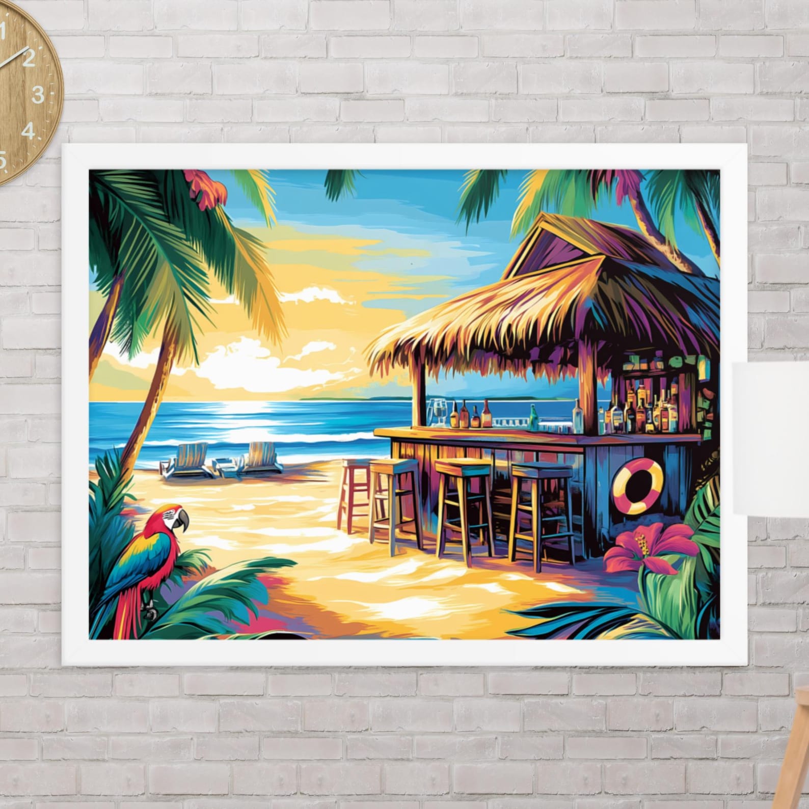 Framed Tropical Poster Jimmy Buffett Margaritaville Wall Art Caribbean ...