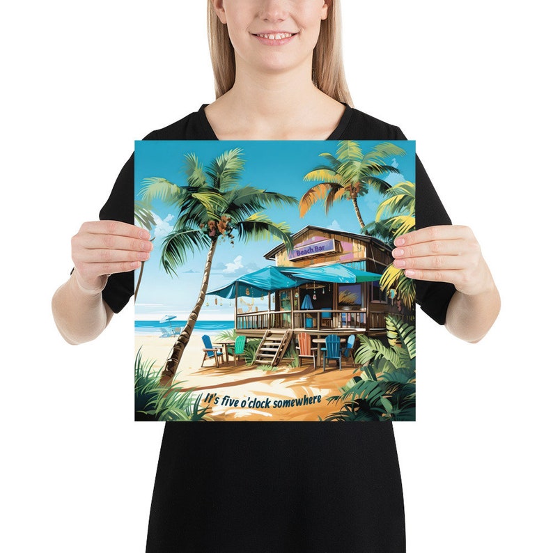 Tropical Poster Jimmy Buffett Style Margaritaville Poster Caribbean ...