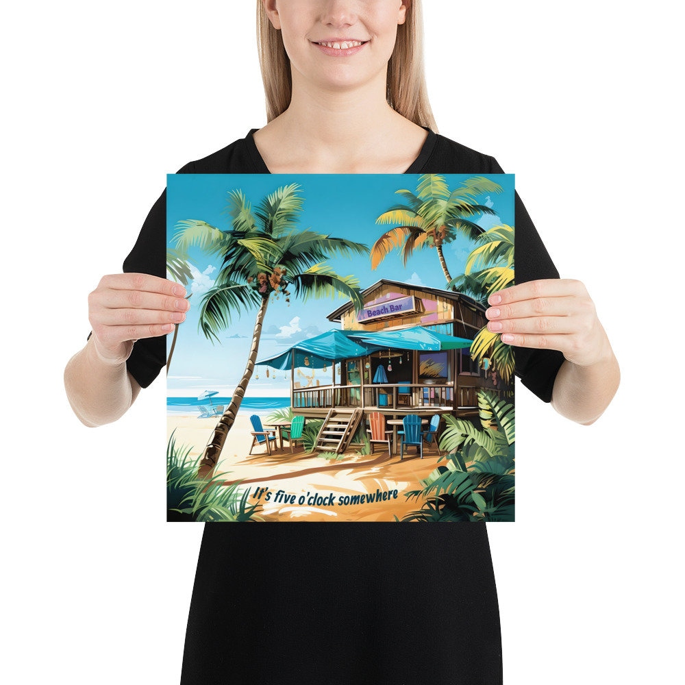 Tropical Poster Jimmy Buffett Style Margaritaville Poster Caribbean ...