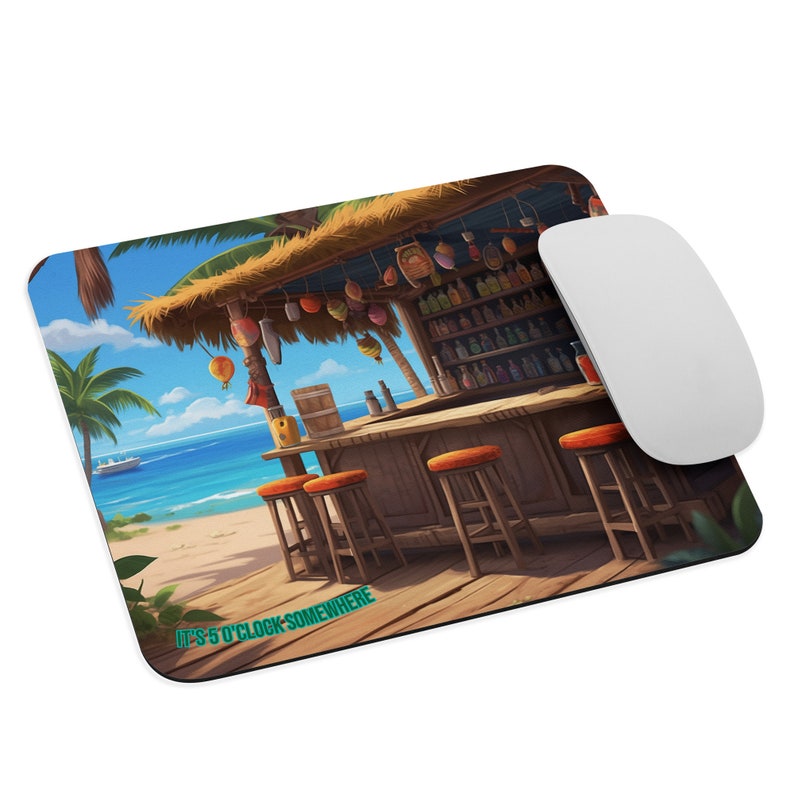 Tiki Bar Mousepad Paradise Scene | Tropical Jimmy Buffett Style ...