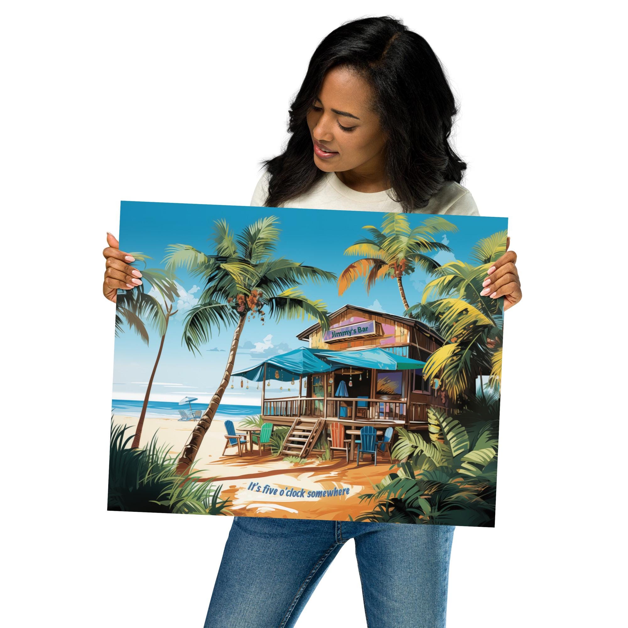 Tropical Poster Jimmy Buffett Style Margaritaville Print Caribbean ...