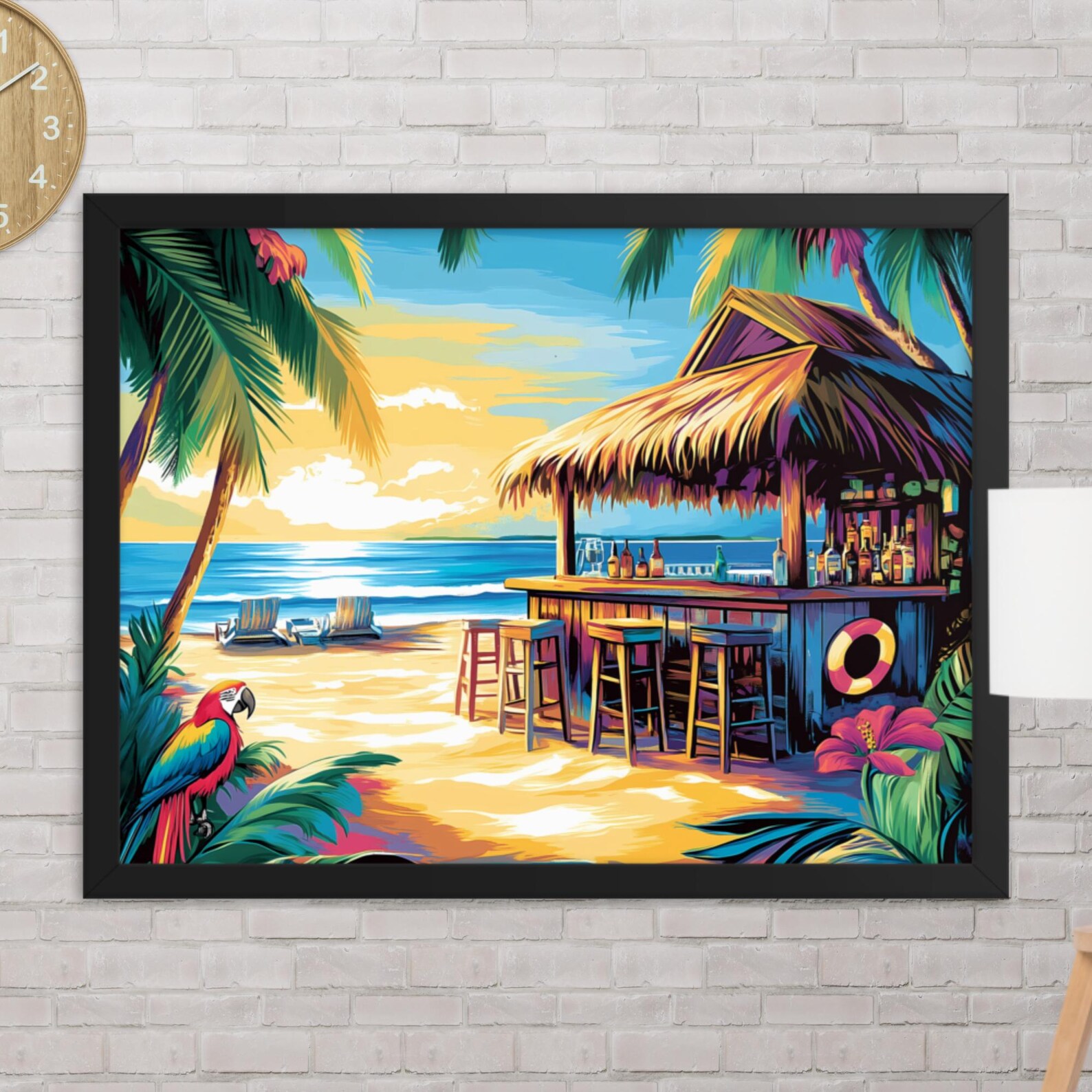 Framed Tropical Poster Jimmy Buffett Margaritaville Wall Art Caribbean ...