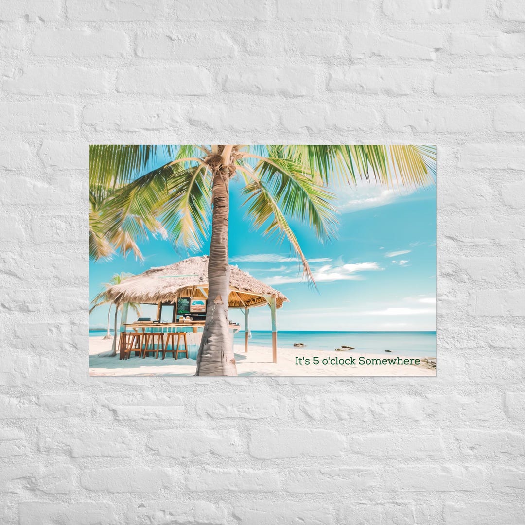 Tropical Poster Jimmy Buffett Style Margaritaville Poster Caribbean ...