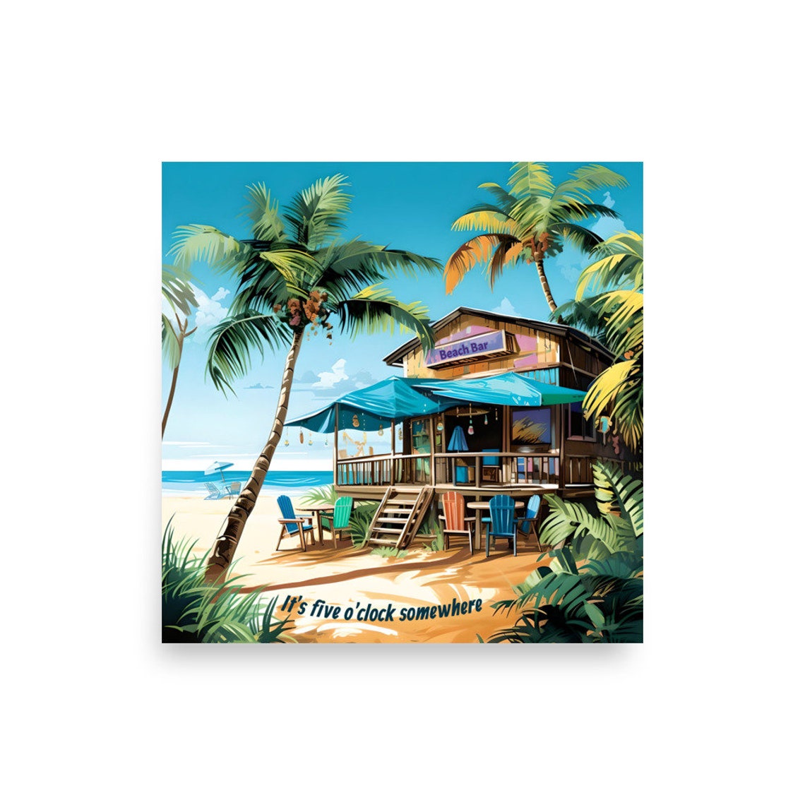 Tropical Poster Jimmy Buffett Style Margaritaville Poster Caribbean ...
