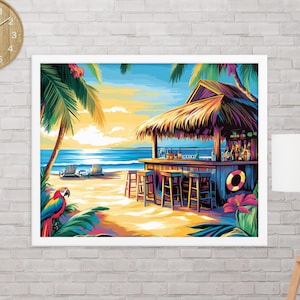 Framed Tropical Poster Jimmy Buffett Margaritaville Wall Art Caribbean ...