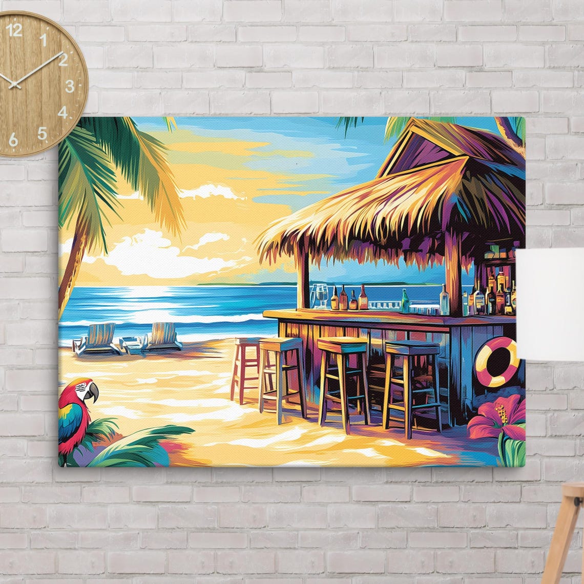 Tropical Canvas Ocean Tiki Bar Decor Paradise Scene Gift Jimmy Buffett ...