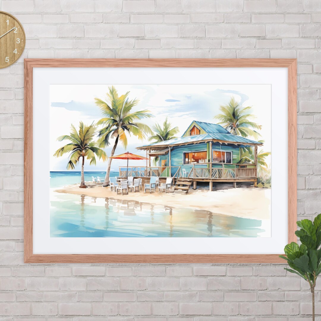 Key West Beach Bar Framed Print: Tropical Caribbean Florida Keys Vibes ...