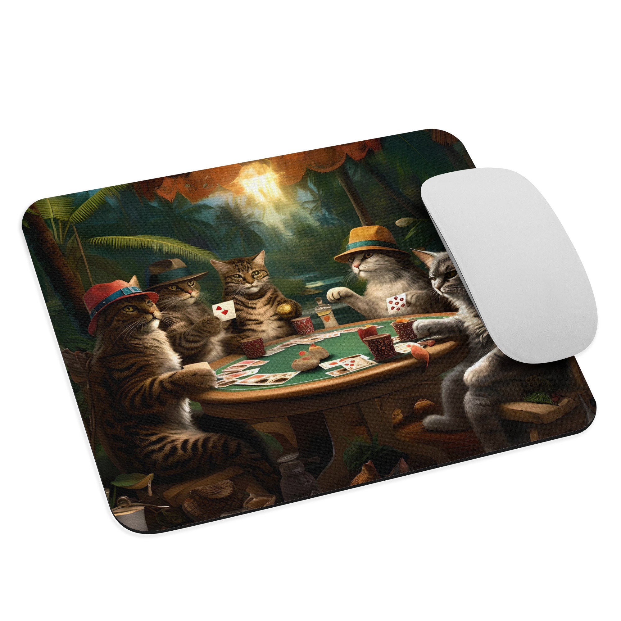 Unique Paw-some Cats Playing Poker High-quality Mouse Pad Art Mousepad ...