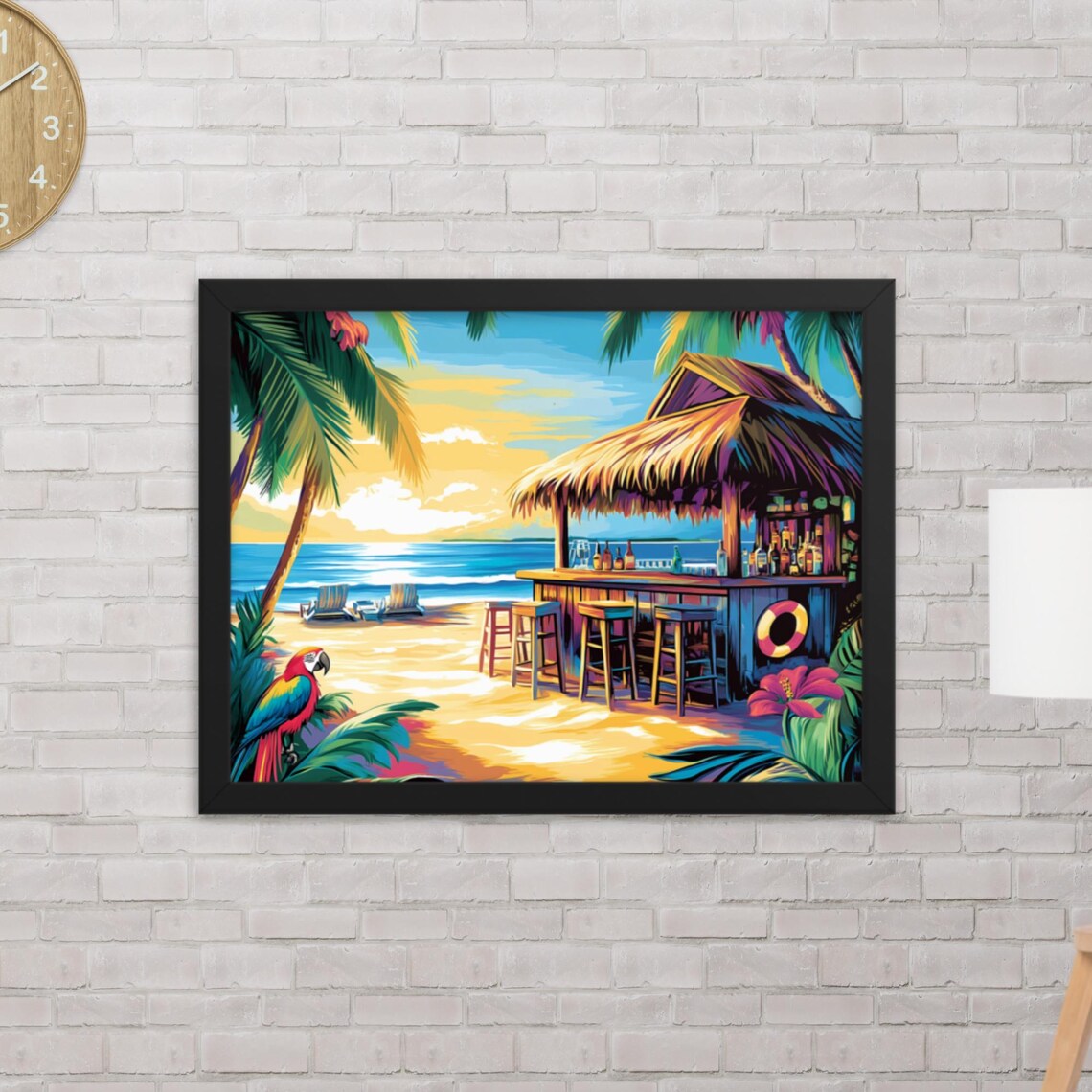 Framed Tropical Poster Jimmy Buffett Margaritaville Wall Art Caribbean ...