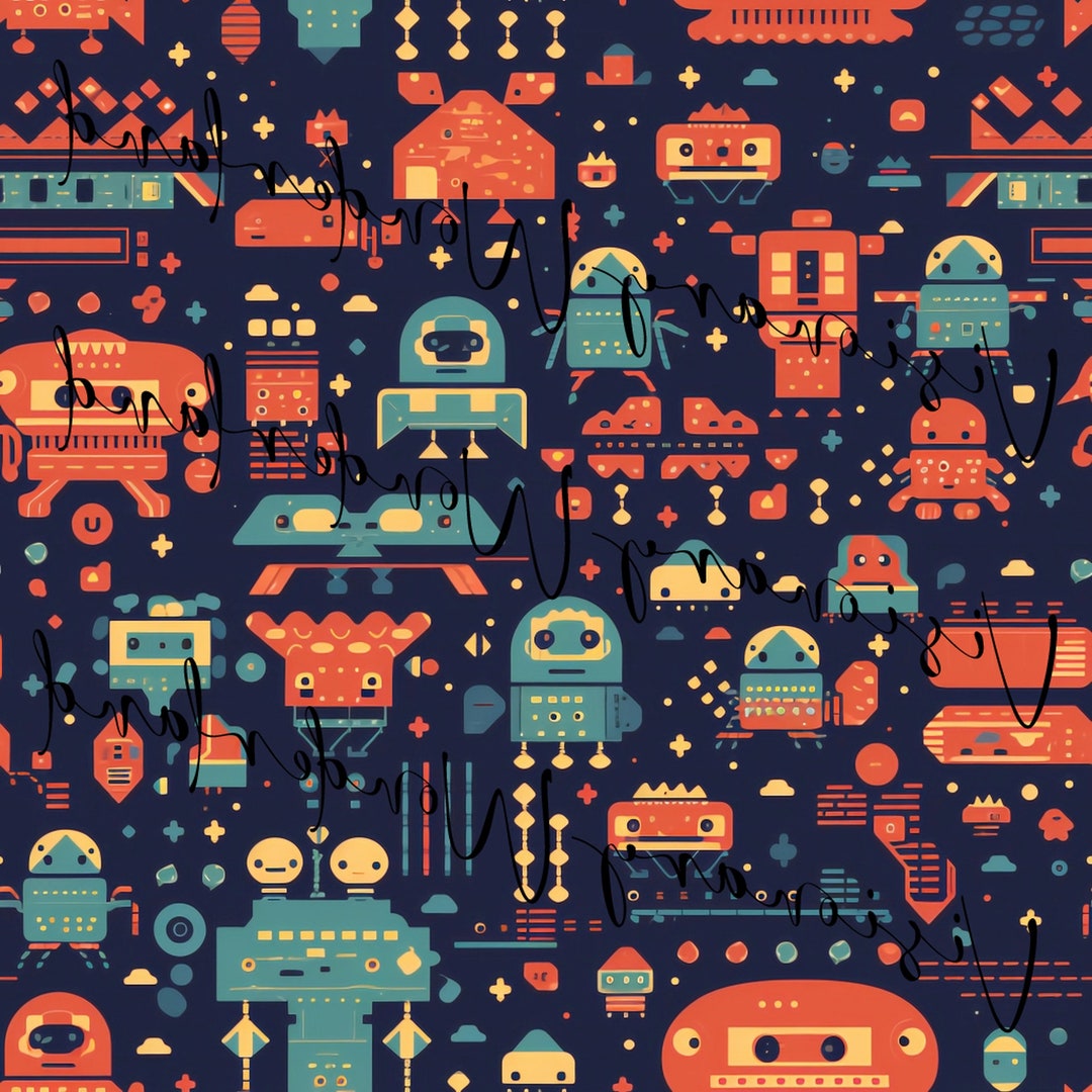 Seamless Robot Tiles Digital Download - Etsy