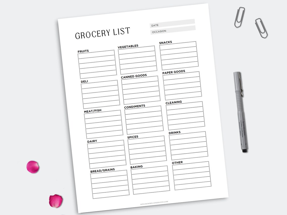 Grocery List Printable, Grocery List, Grocery List Template, Food ...