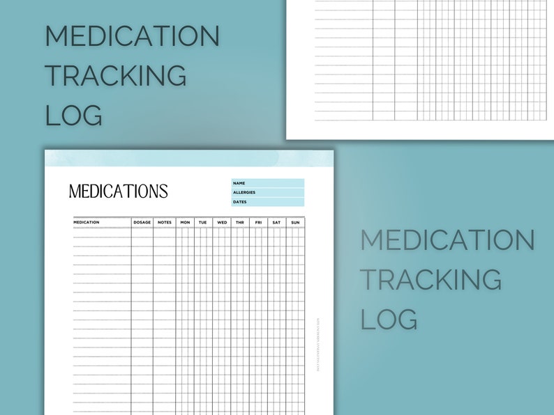 Medication Tracker. Medication List and Medication Log. Medication ...