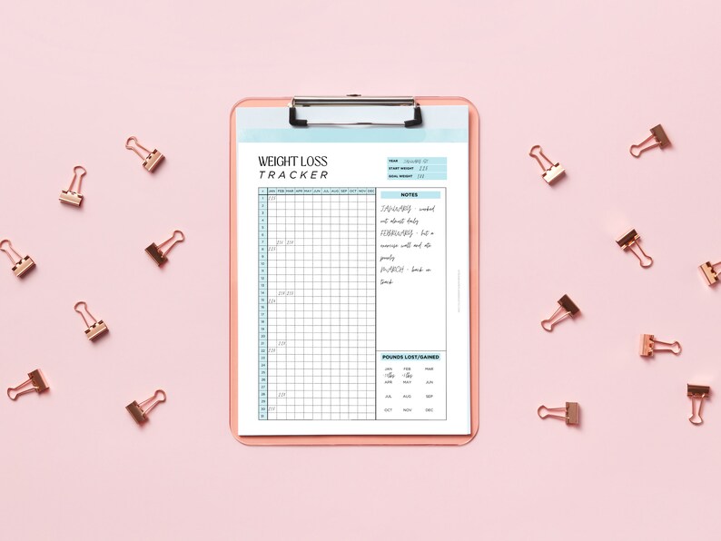 365 Day Weight Tracker Printable, Daily Weight Journal, Weight Loss ...