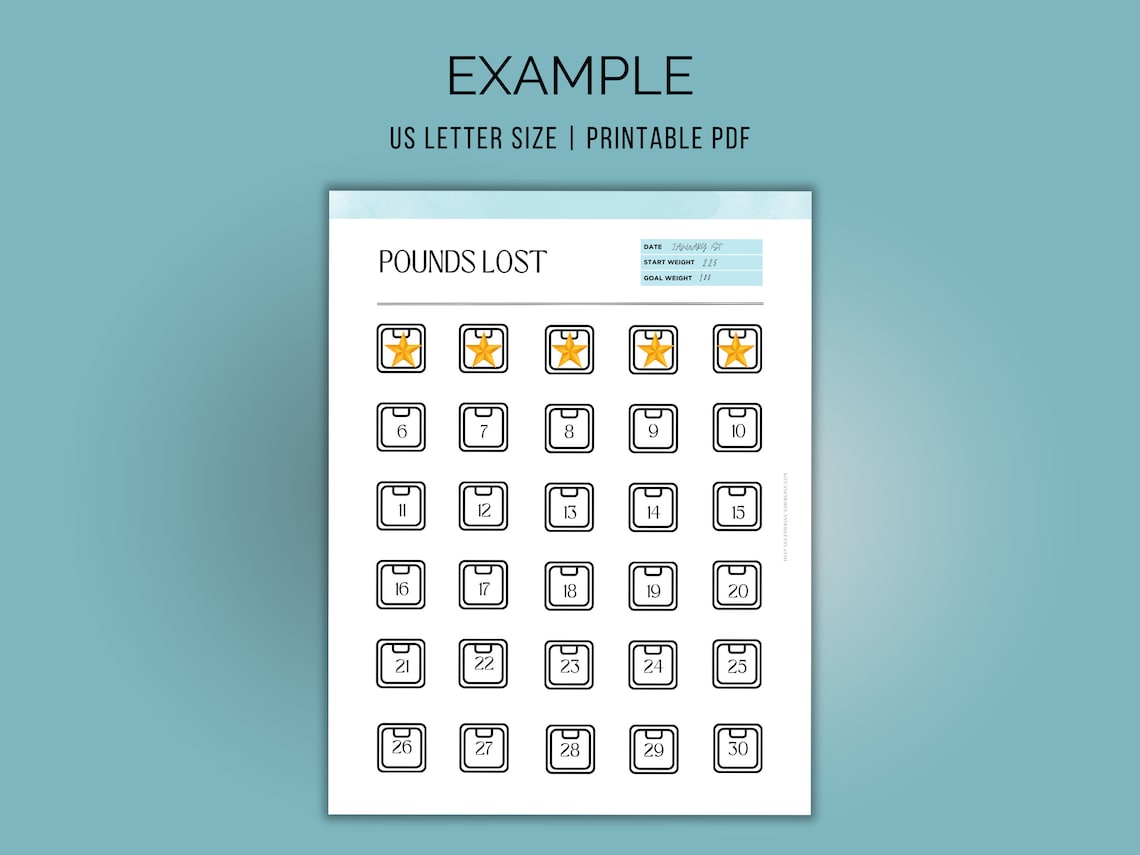 30 Pounds Lost Weight Tracker Printable, Weight Loss Tracker, Weight ...