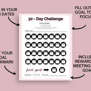 Monthly Goal Tracker, 30 Day Challenge Printable, Goal Challenge ...