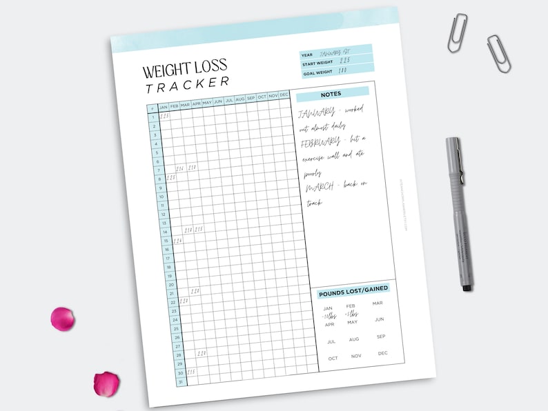 365 Day Weight Tracker Printable Daily Weight Journal Weight - Etsy