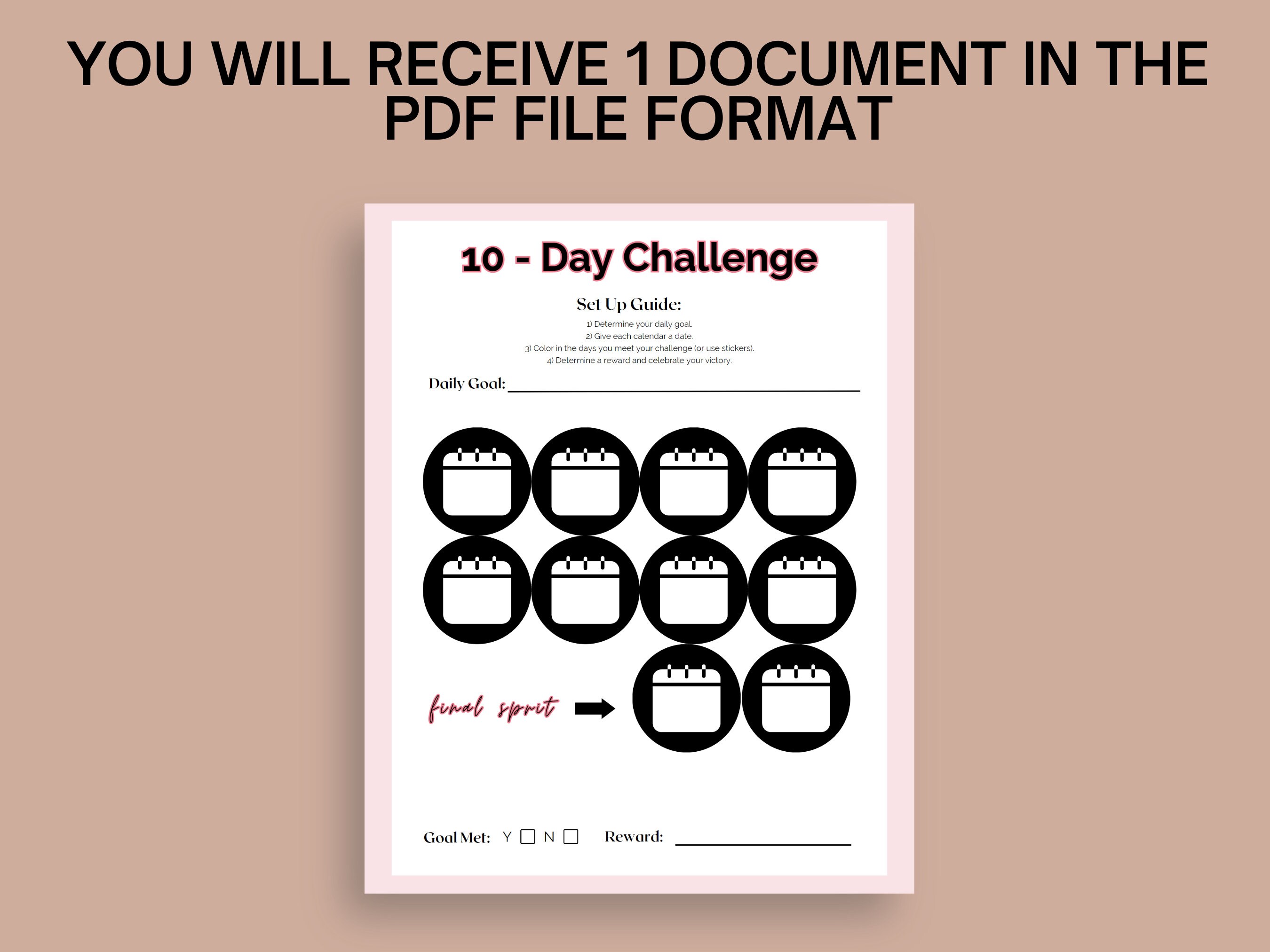10 Day Challenge Printable, Goal Tracker Printable - Etsy