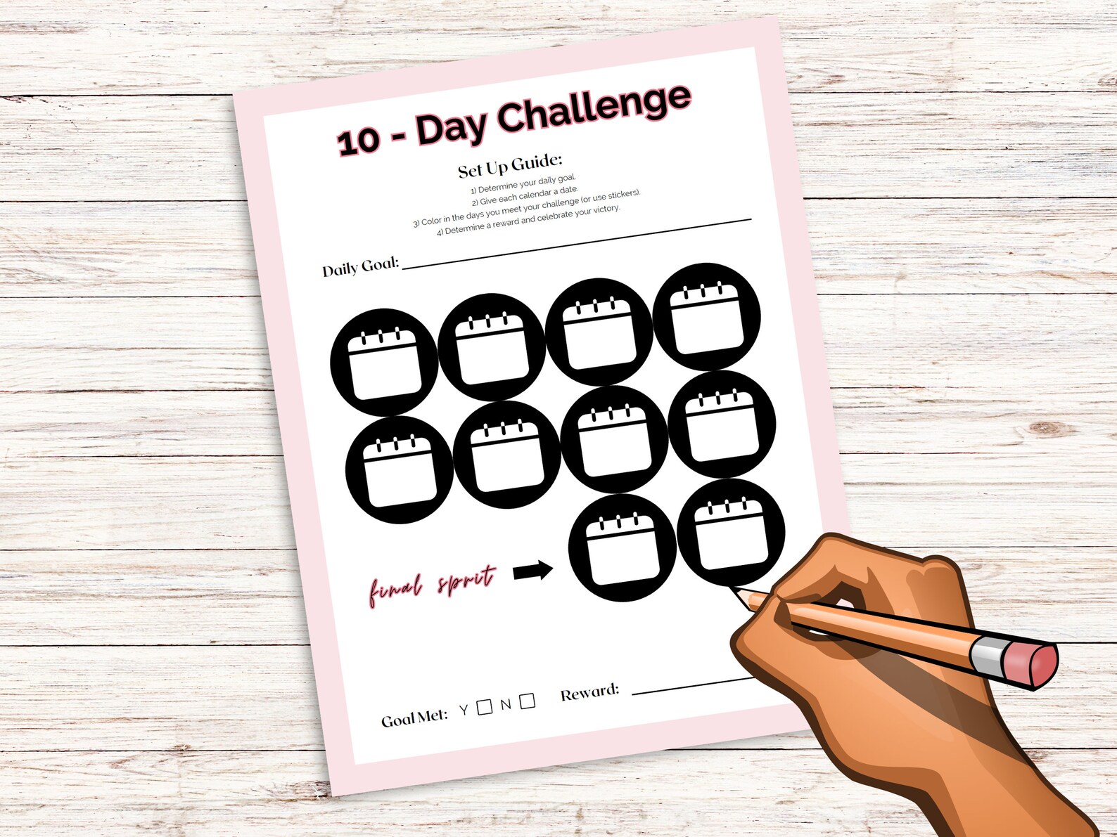 10 Day Challenge Printable, Goal Tracker Printable - Etsy