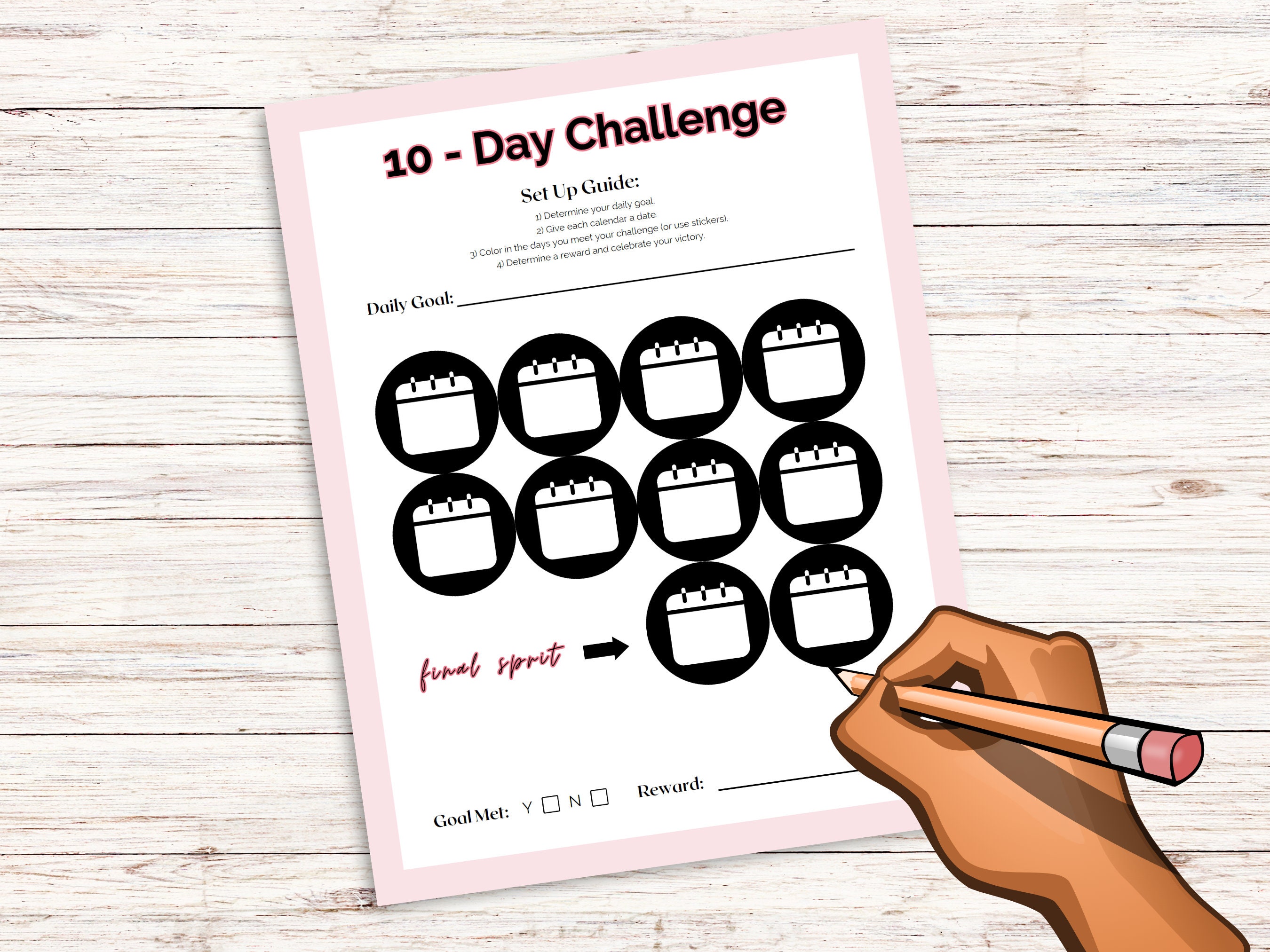 10 Day Challenge Printable, Goal Tracker Printable - Etsy