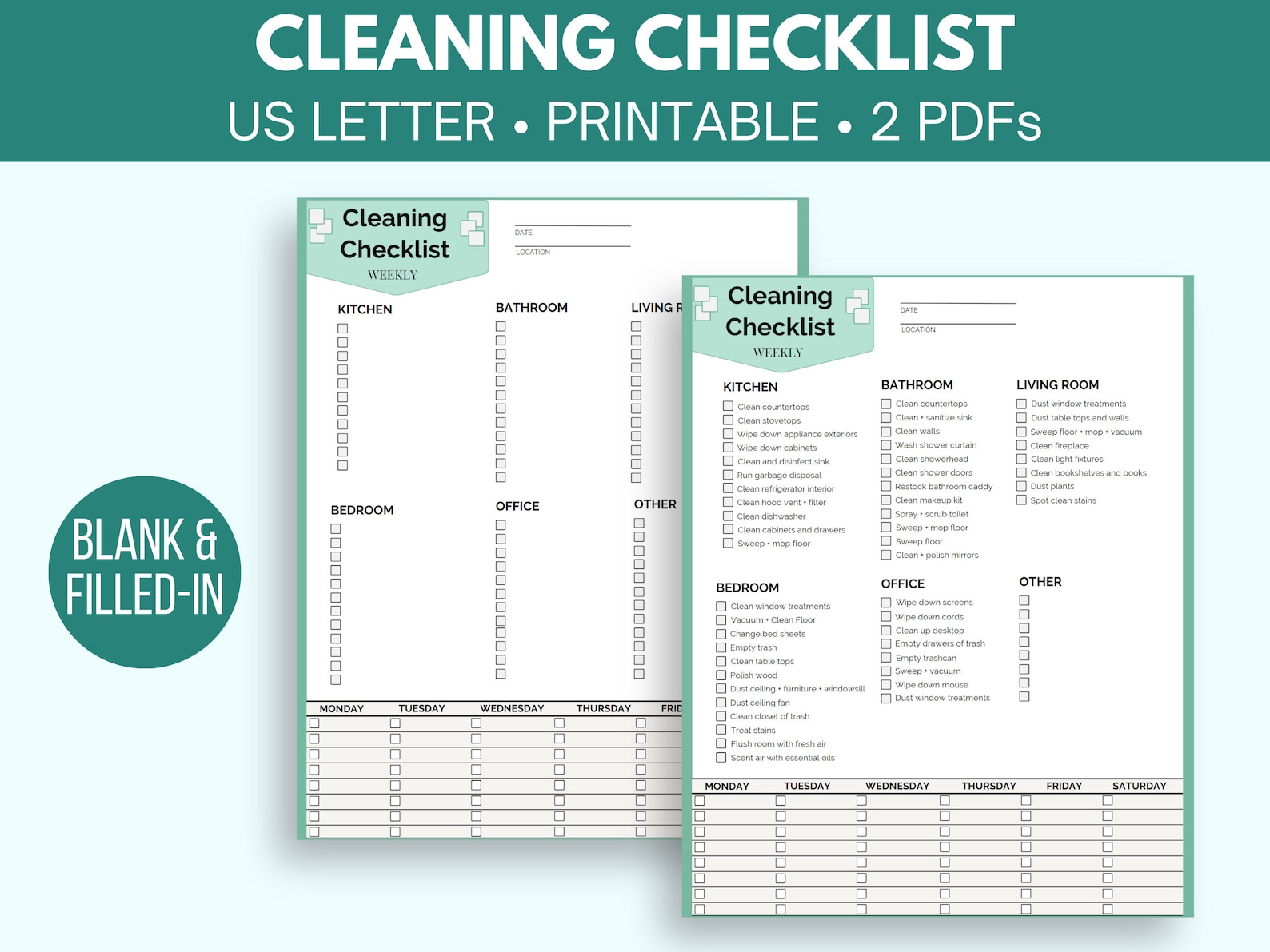 Editable Cleaning Schedule | Printable | Weekly, Monthly, Yearly ...