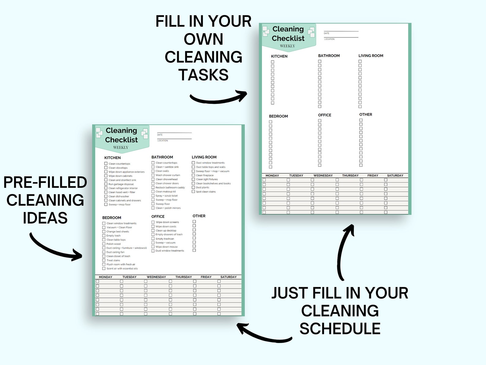 Editable Cleaning Schedule | Printable | Weekly, Monthly, Yearly ...