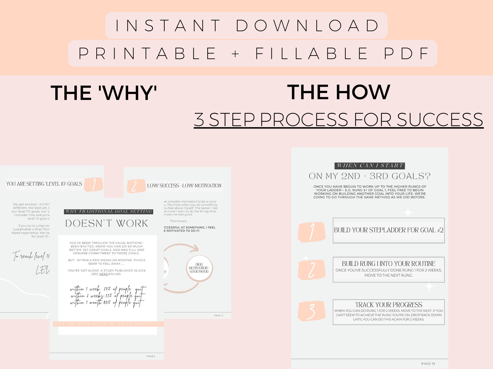 Printable Goal Planner Bundle, Digital Goal Setting Workbook, Monthly ...