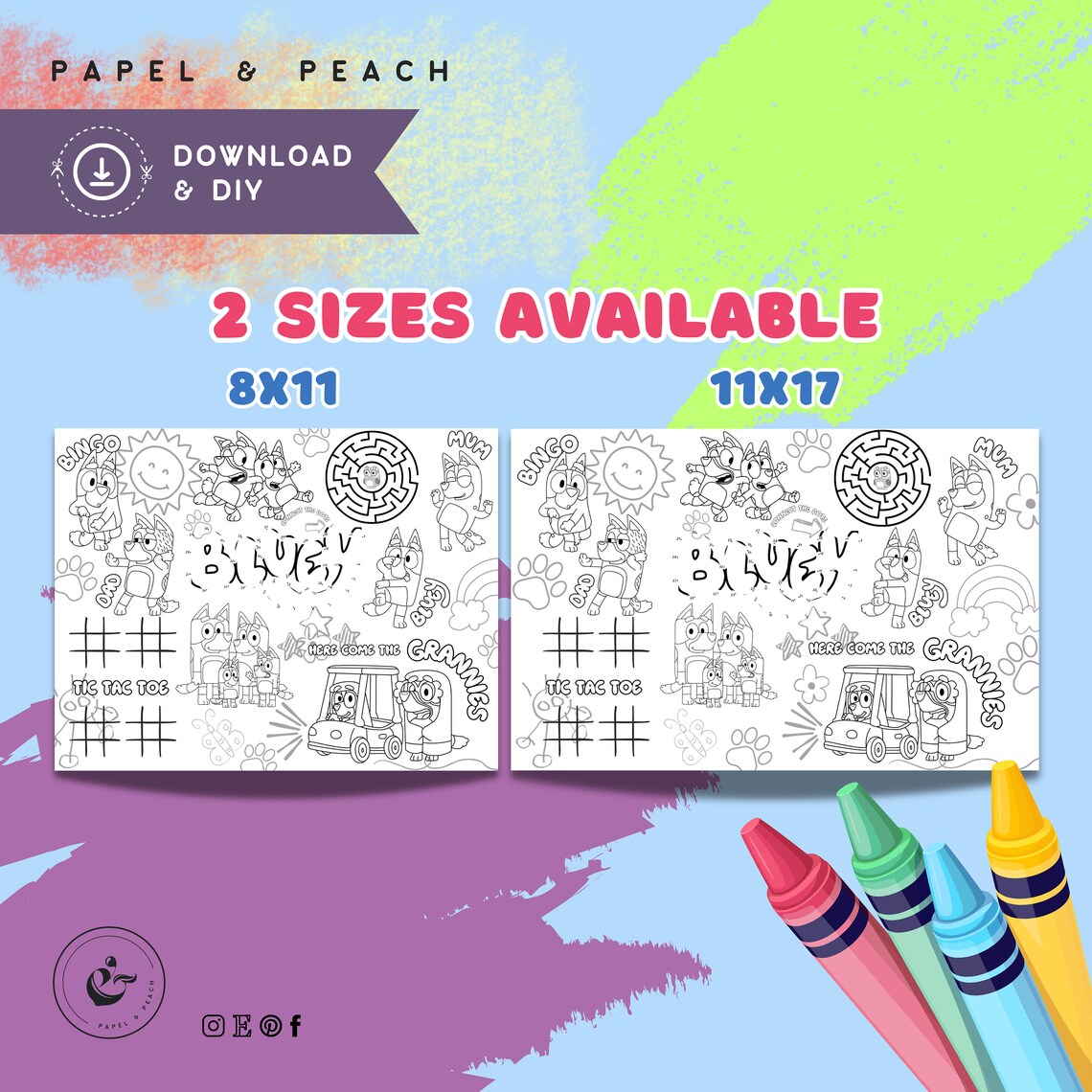 BLUEY Printable Activity Placemat Sheet, Instant Download, Bluey Party ...