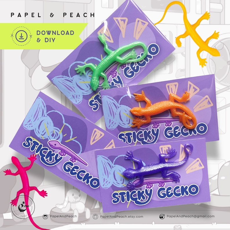 BLUEY Instant Download Sticky Gecko Favor, Party Favour - Etsy