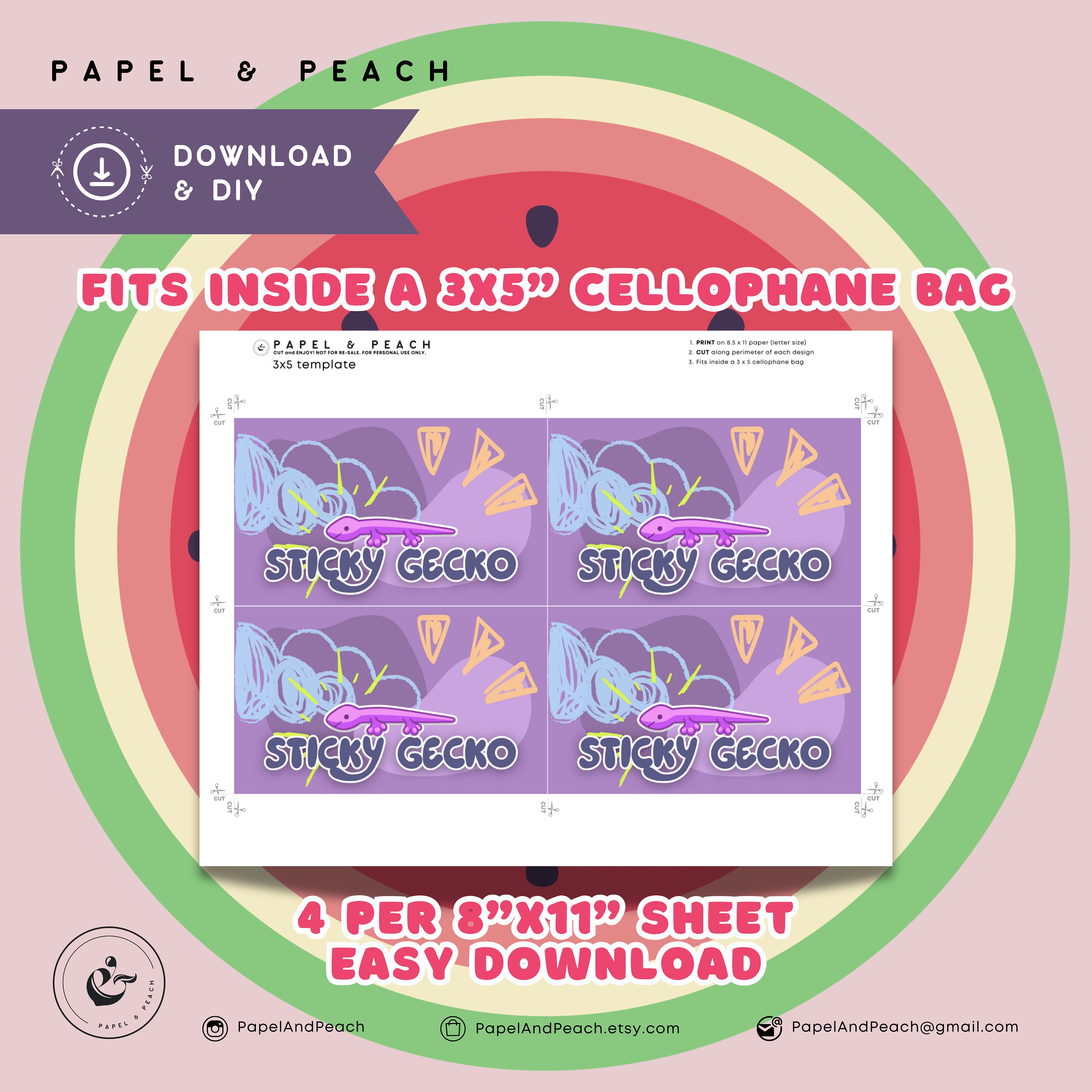 BLUEY Instant Download Sticky Gecko Favor, Party Favour - Etsy