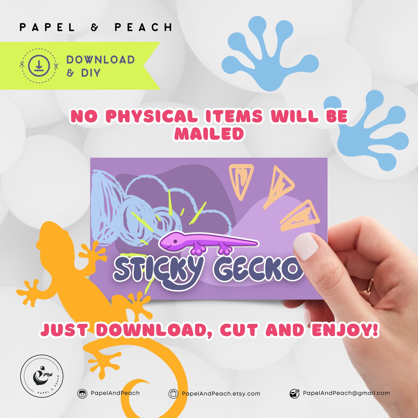 BLUEY Instant Download Sticky Gecko Favor, Party Favour - Etsy
