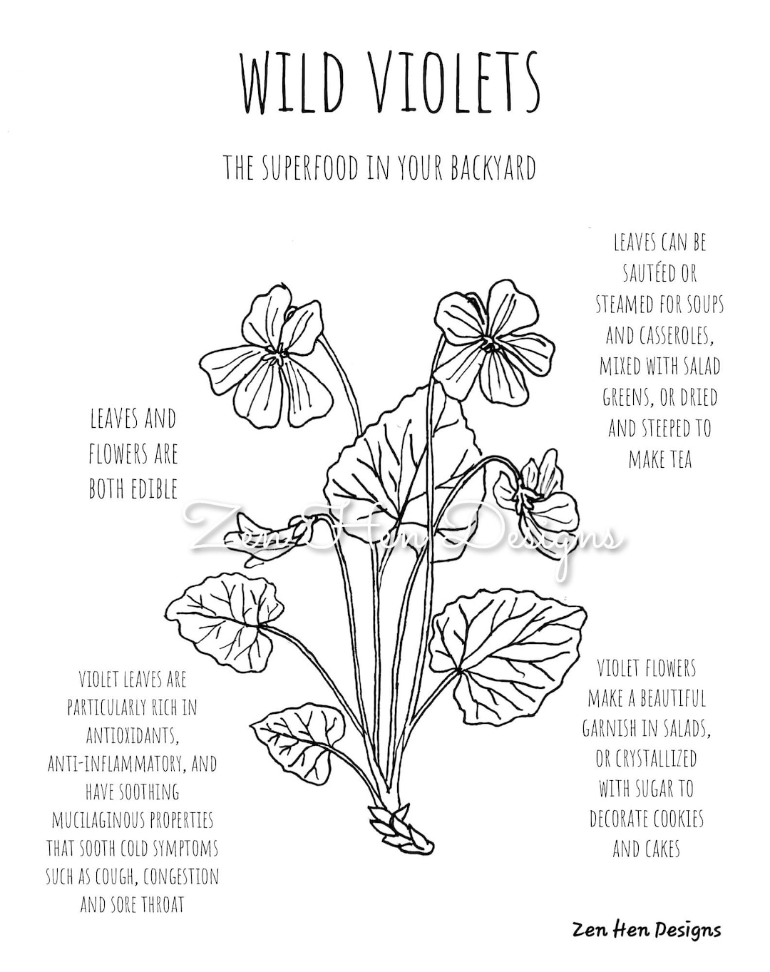 WILD FLOWERS COLORING Page, Hand Drawn Color Your Own Page, Digital ...