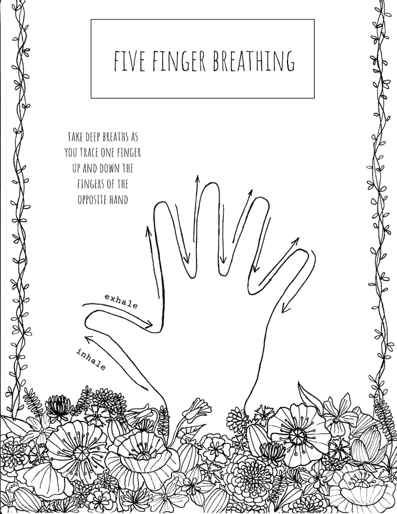 Five Finger Breathing Printable Coloring Page - Etsy Ireland