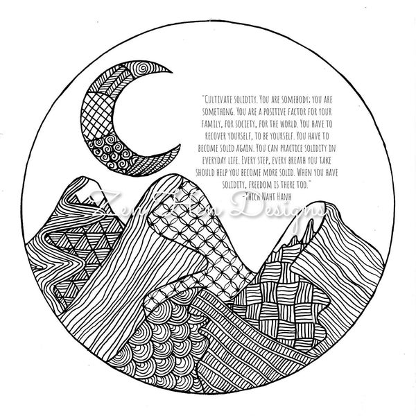 Moss Covered Tree Rings Hand-drawn Coloring Page - Etsy