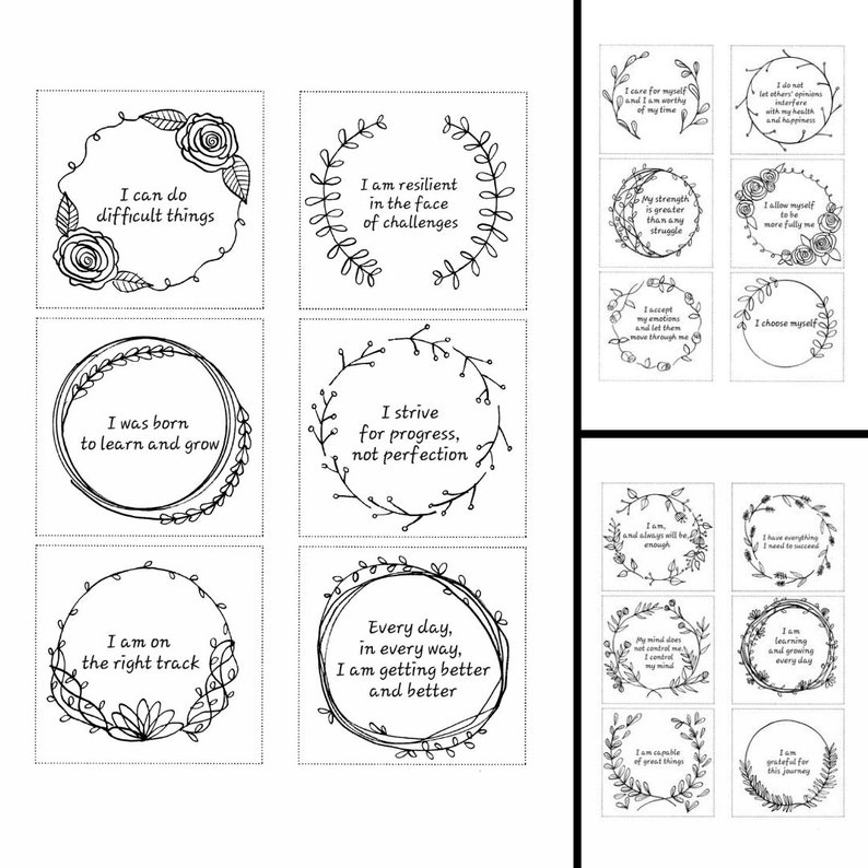 Affirmations for Determination, Hand Drawn Set of 18, Affirmation Cards ...