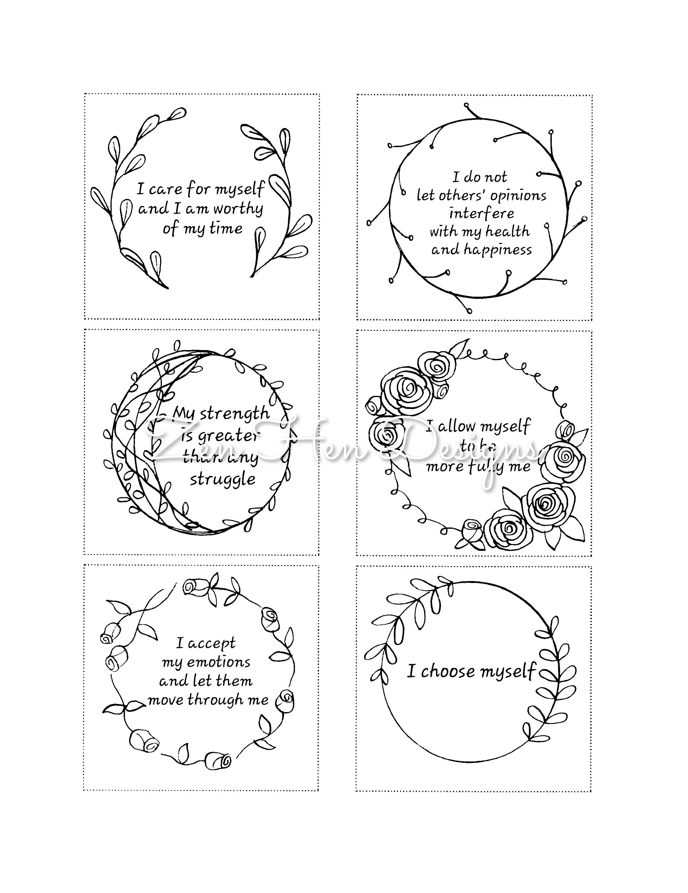 Affirmations for Determination, Hand Drawn Set of 18, Affirmation Cards ...