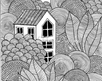 Zentangle Hand Drawn Coloring Page Printable acceptance - Etsy