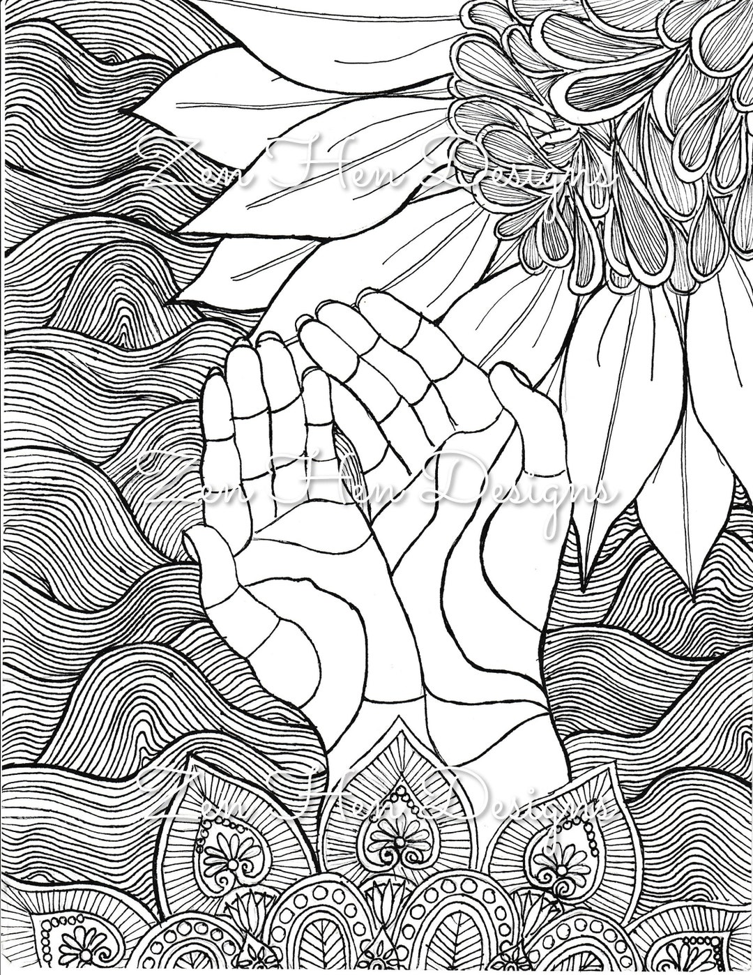 Zentangle Hand Drawn Coloring Page Printable "acceptance" - Etsy