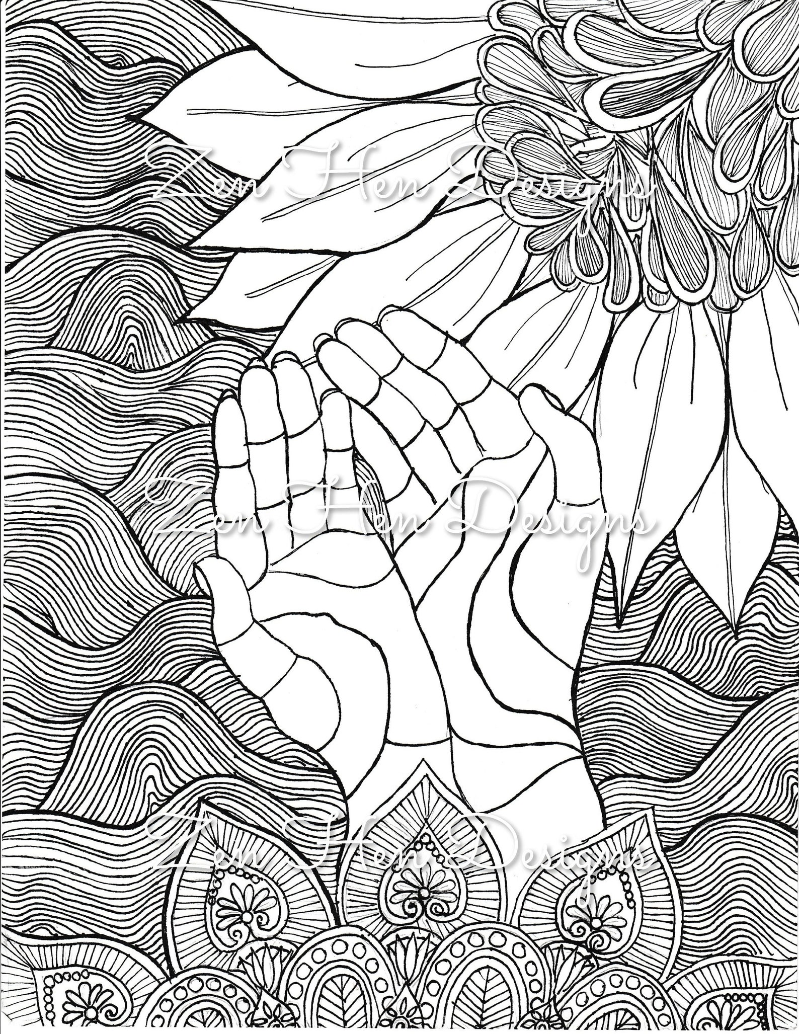 Zentangle Hand Drawn Coloring Page Printable "acceptance" - Etsy