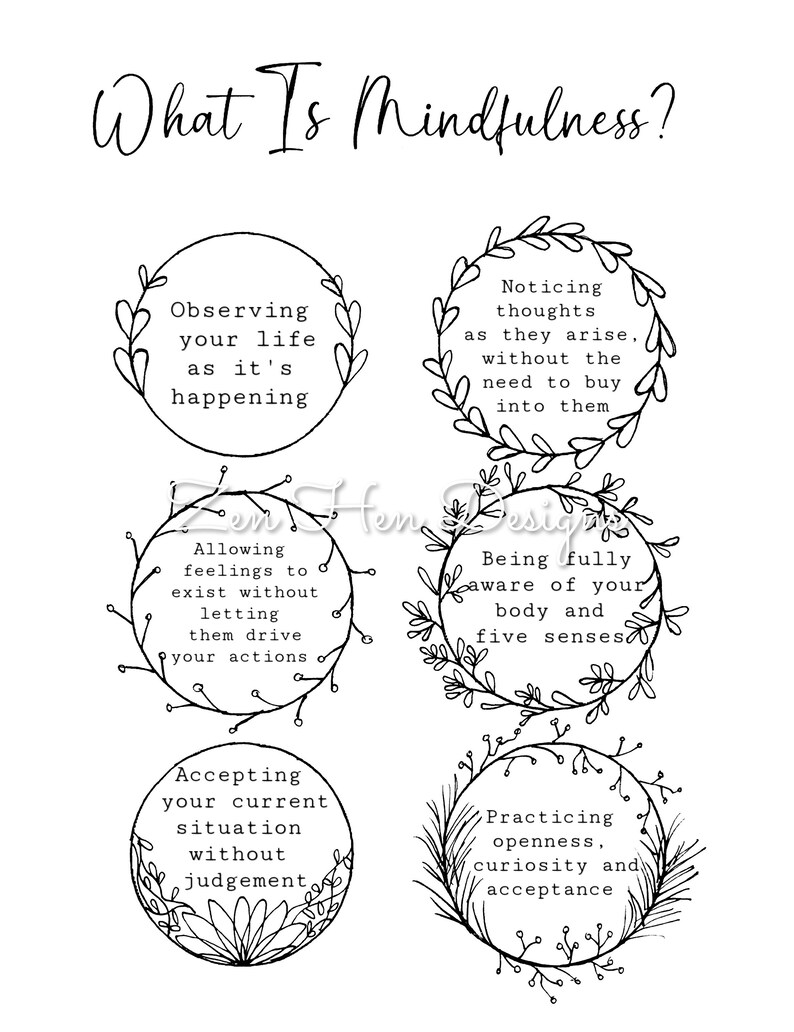 DIGITAL PRINTABLE Mindfulness Printable, Hand Drawn Coloring Page ...